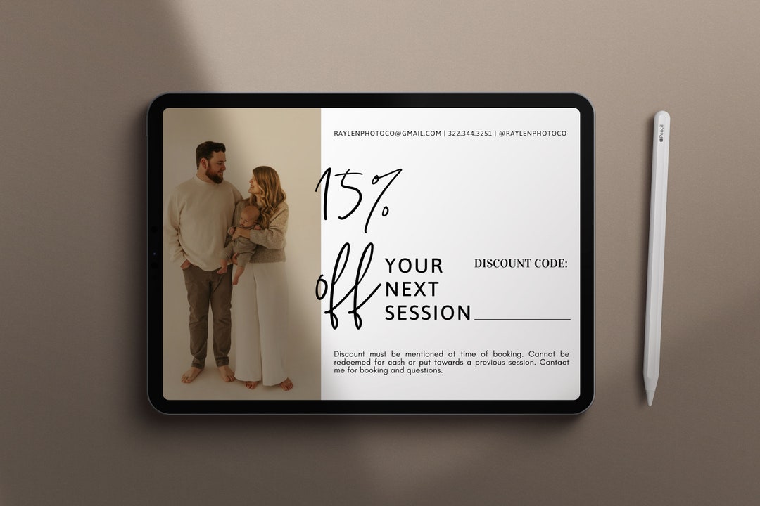 Photography Session Discount Code CANVA Template Session Discount ...