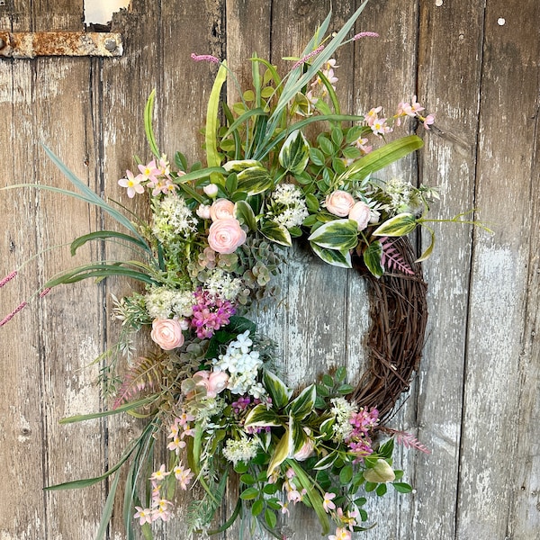 Pink Floral Wreath - Etsy