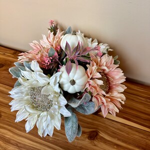 Pink Fall Centerpiece, Fall Flower Arrangement, Glam Fall Flower ...