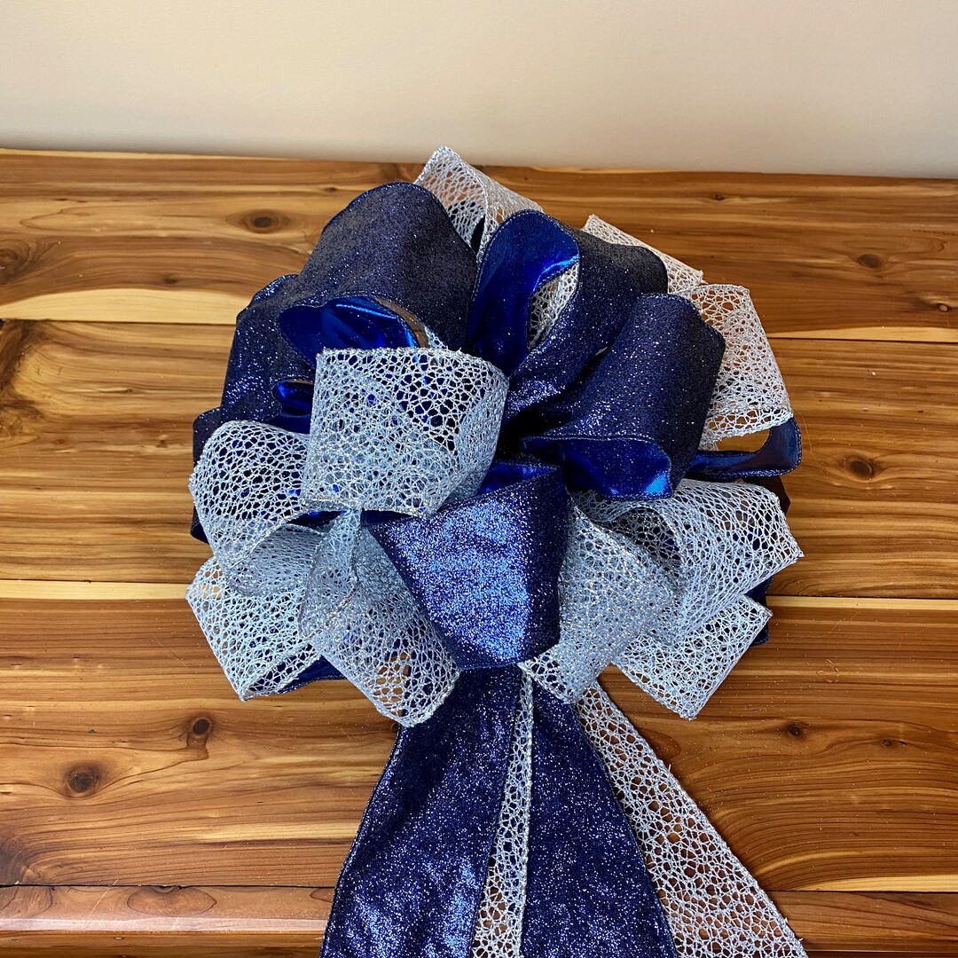 Christmas Tree Topper Bow, Tree Topper Bow, Blue Tree Topper Bow - Etsy