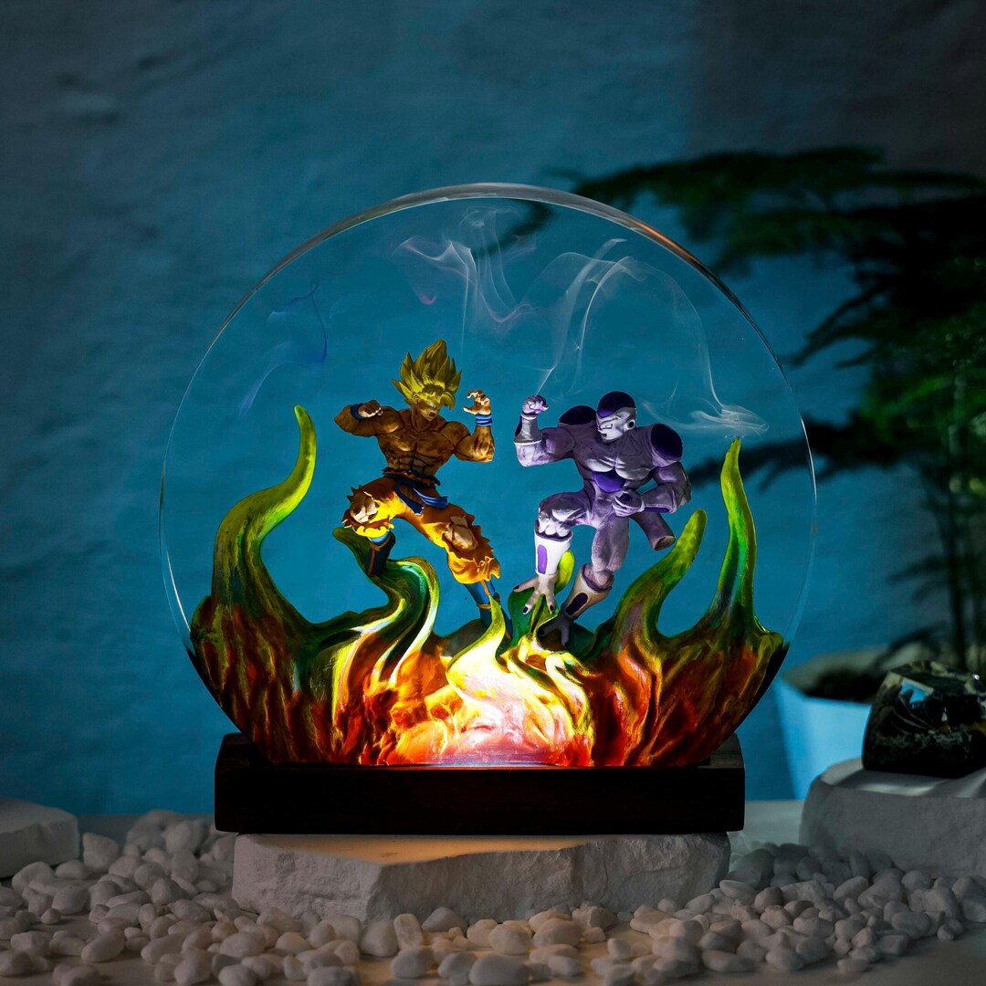 Songoku Vs Fireza Dragon Ball Anime War Resin Lamp Epoxy Art Night ...