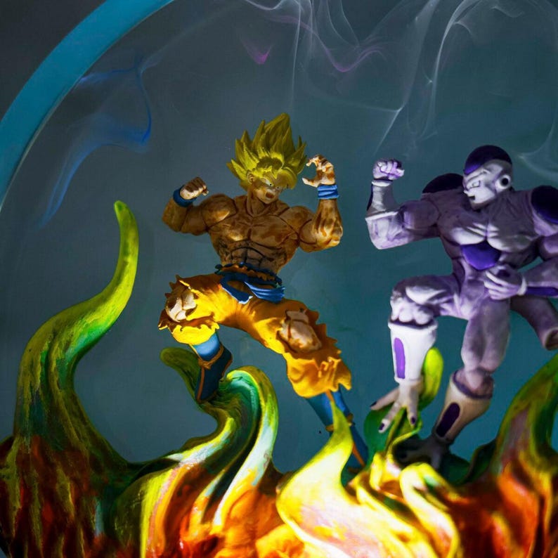 Songoku Vs Fireza Dragon Ball Anime War Resin Lamp Epoxy Art Night ...