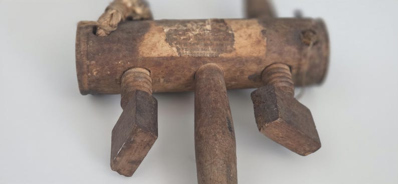 Antique Wooden Screw Clamp With Original Label - 19th C Textile or ...