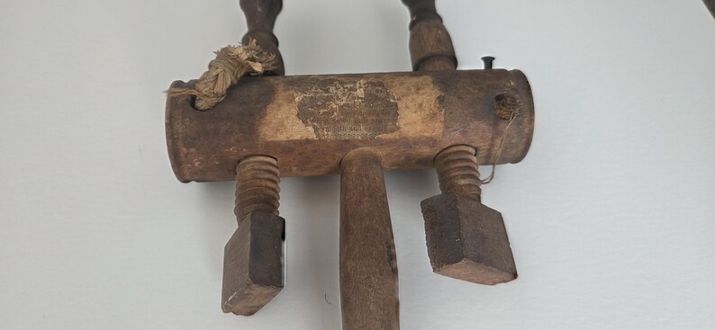 Antique Wooden Screw Clamp With Original Label - 19th C Textile or ...