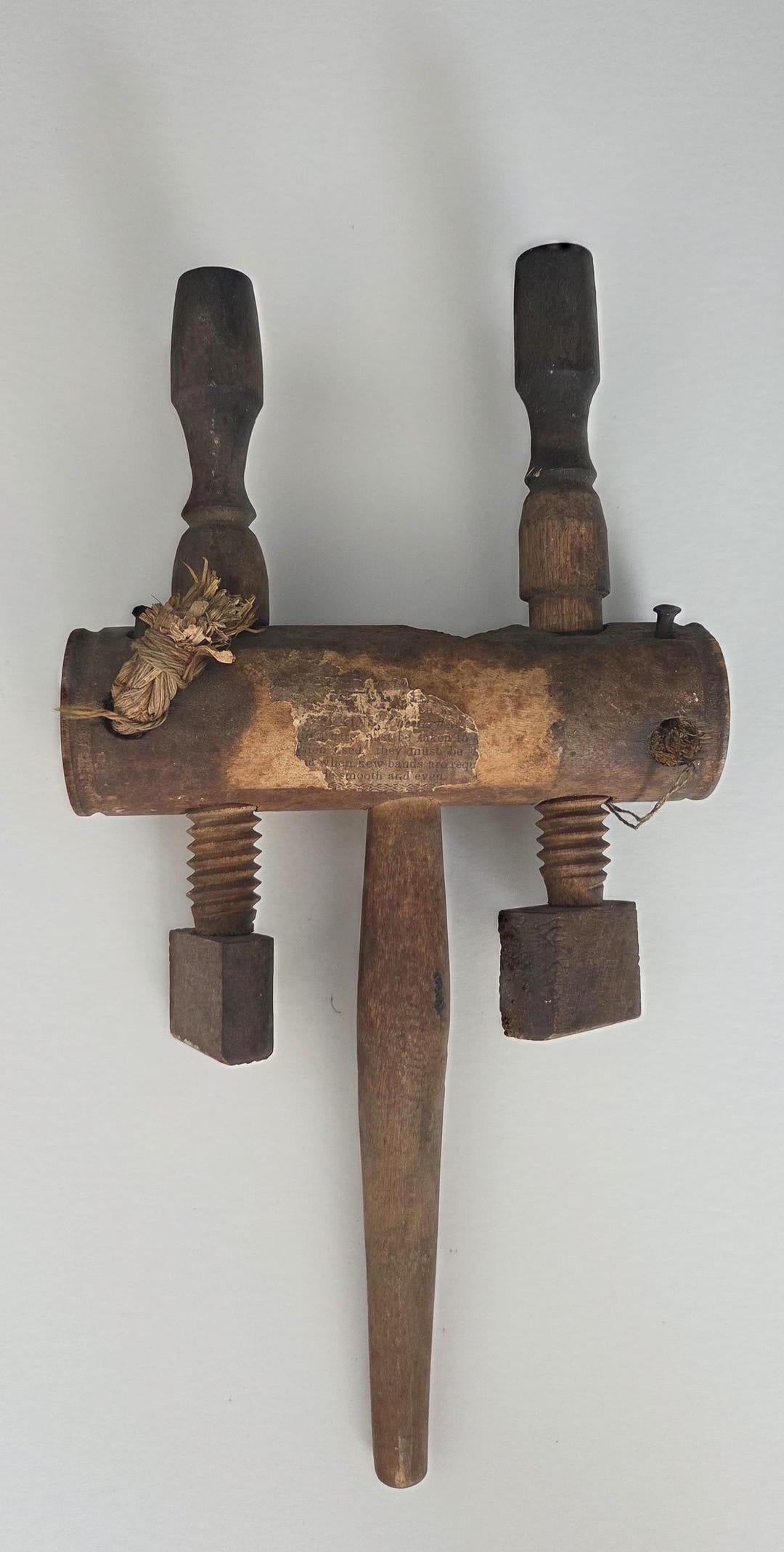 Antique Wooden Screw Clamp With Original Label - 19th C Textile or ...