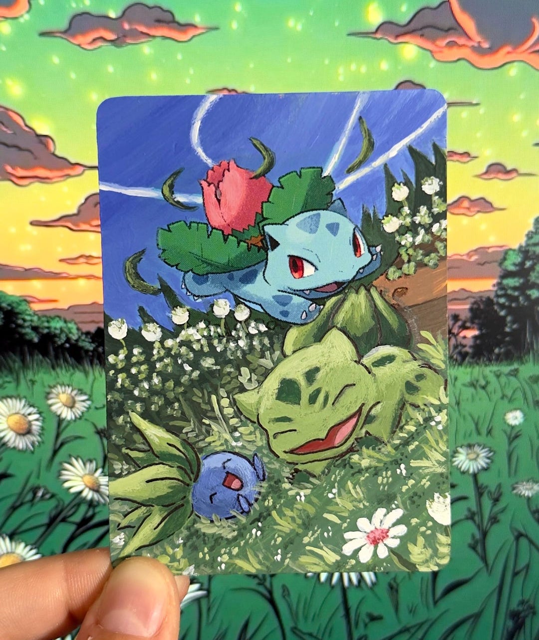Ivysaur Painted Card - Painted Pokémon Cards, Pokémon Cards, Altered ...