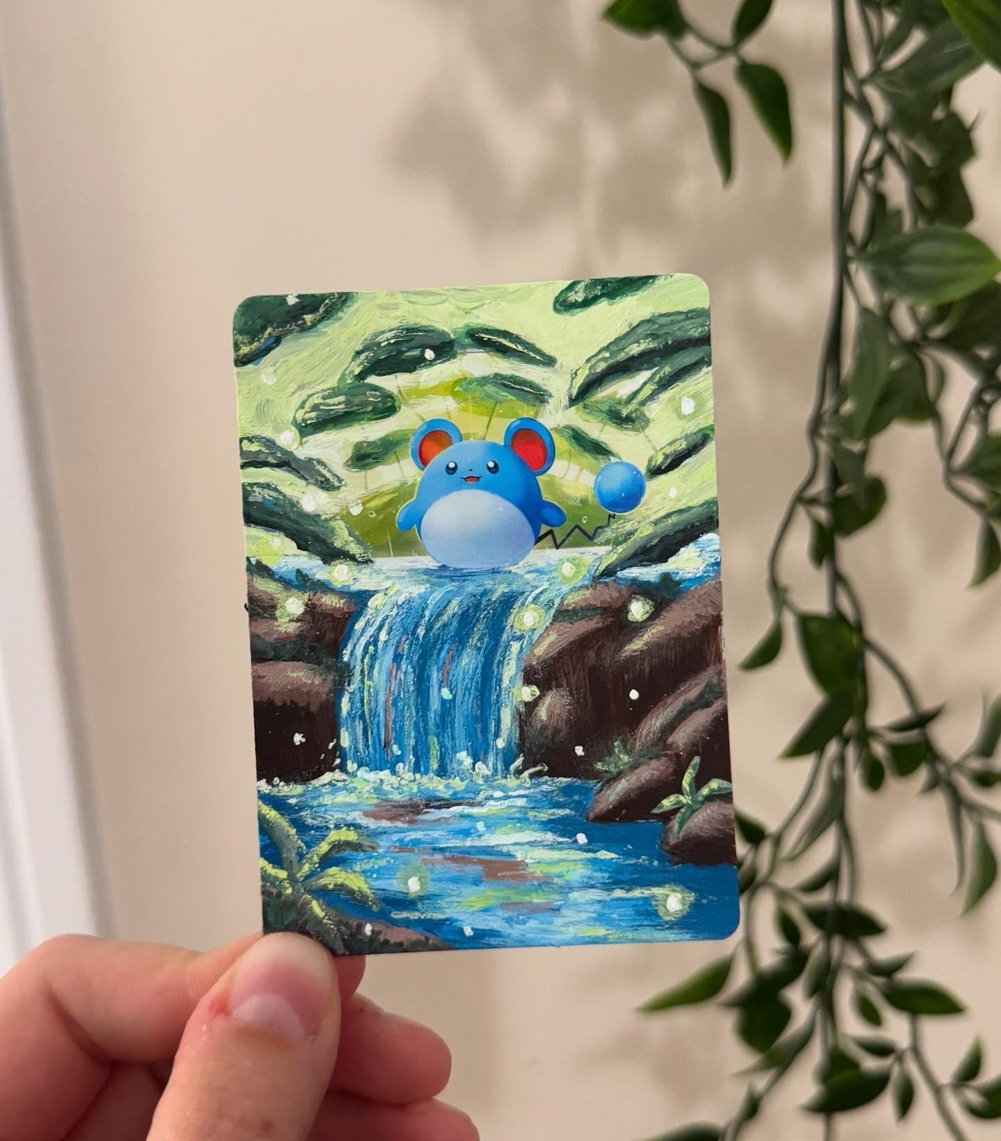 Hand Painted Pokémon Card, Extended Card Art, Marill, Pokémon Art ...