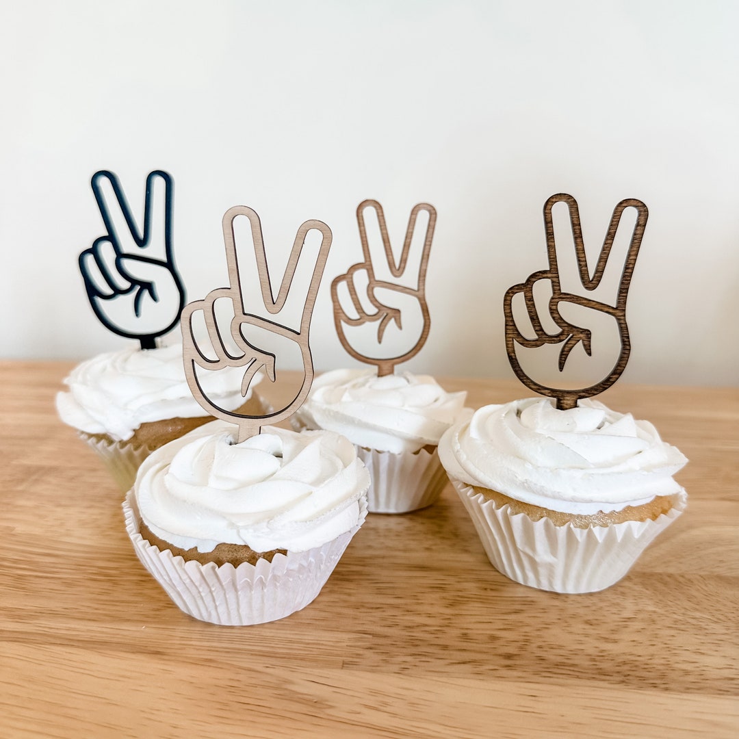Peace Sign Cupcake Topperpeace Hand Cupcake Toppergroovy Theme Cupcake ...