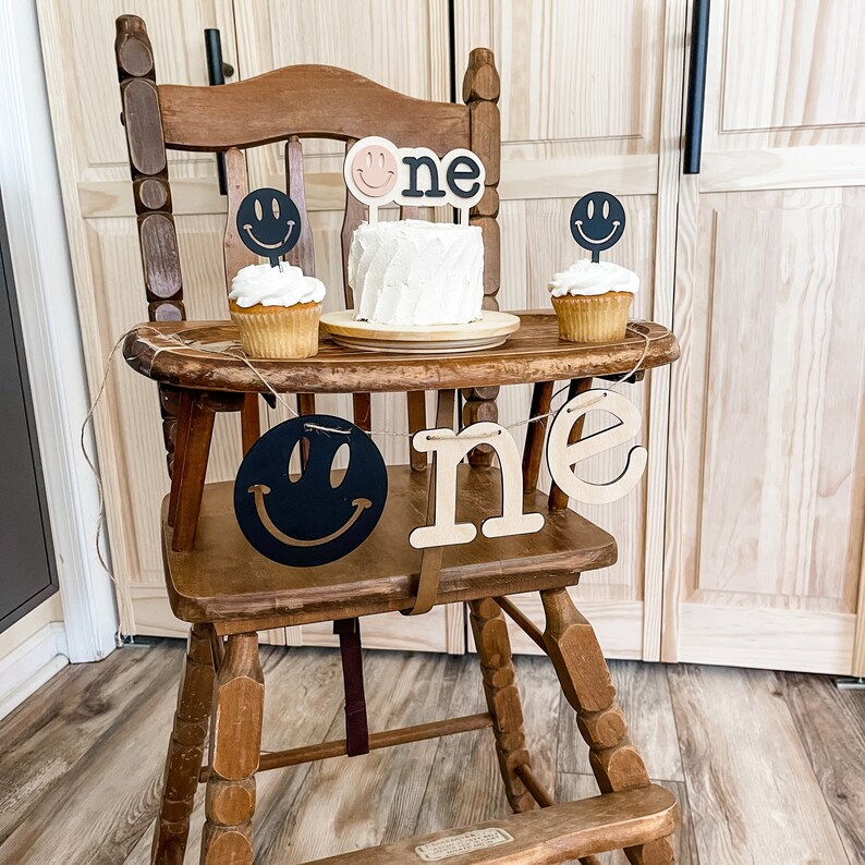 First Birthday High Chair Bannerone Highchair Bannersmiley - Etsy