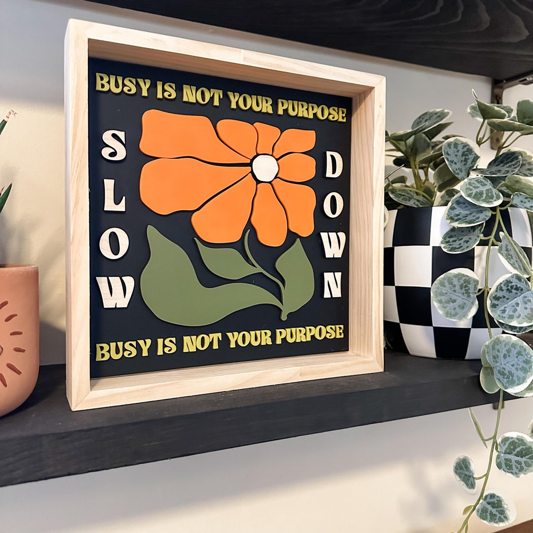 Abstract Flower Wall Art, Boho Flower Art, Groovy Retro Flower Framed ...