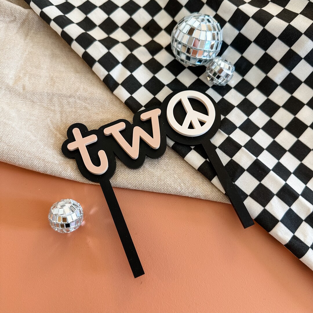 Two Groovy Cake Topper|two Peace Sign Cake Topper|second Birthday - Etsy
