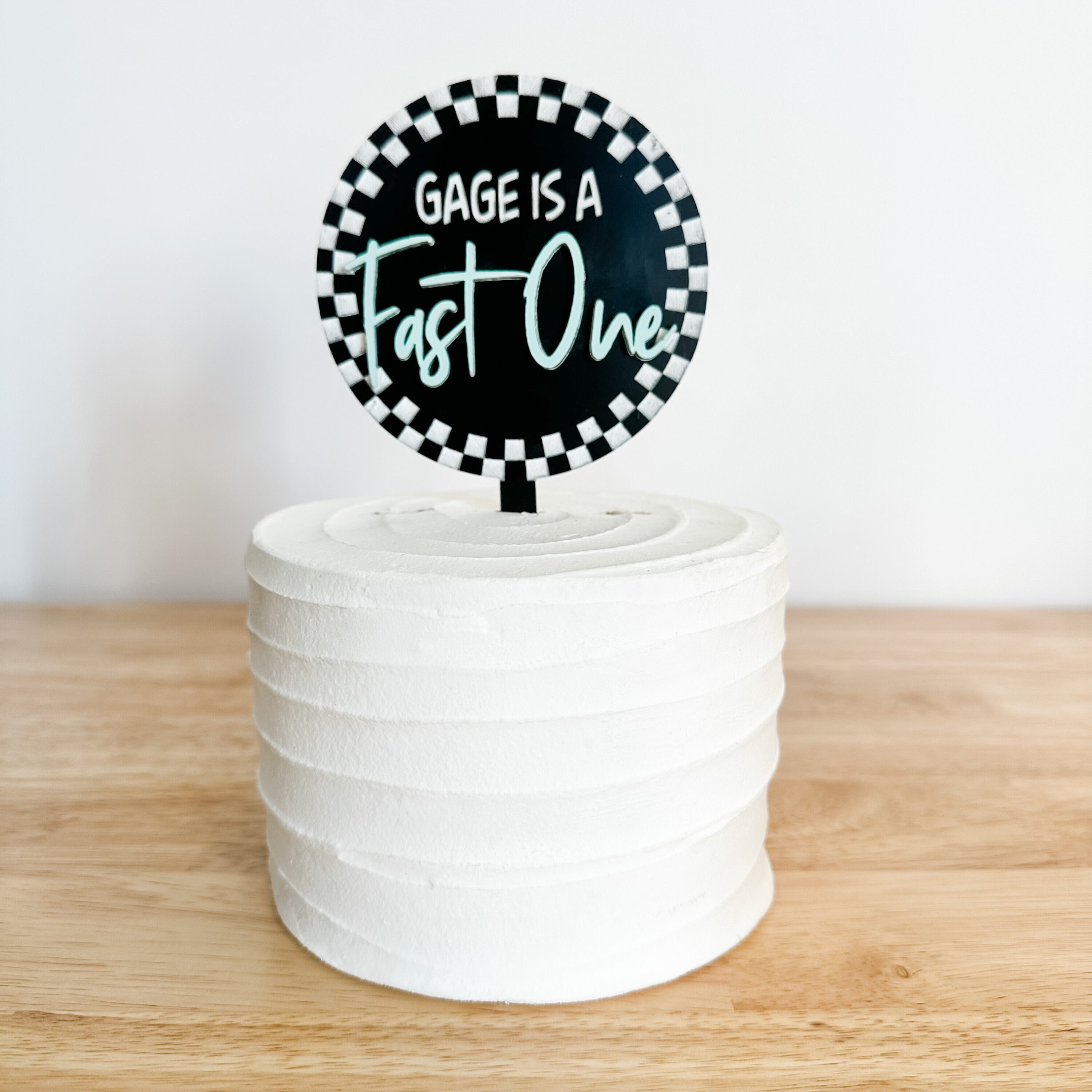Fast One Cake Topperfast One Checkered Birthdayrace Car - Etsy