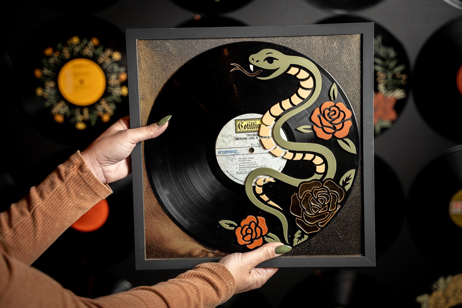 Acrylic Designed Vinyl Record Art | Framed Record Tattoo Inspired Wall ...