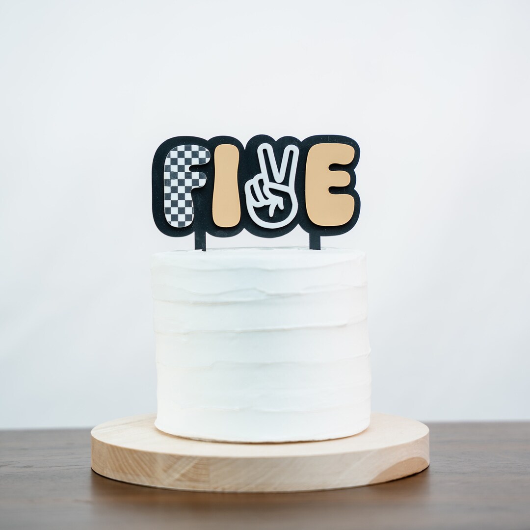 Five is a Vibe Cake Topperpeace Sign Cake Topperfive Cake Topperretro ...