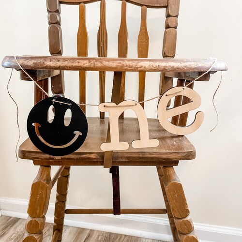 ONE Happy Dude Smiley Face High Chair Banner Checkered Retro - Etsy