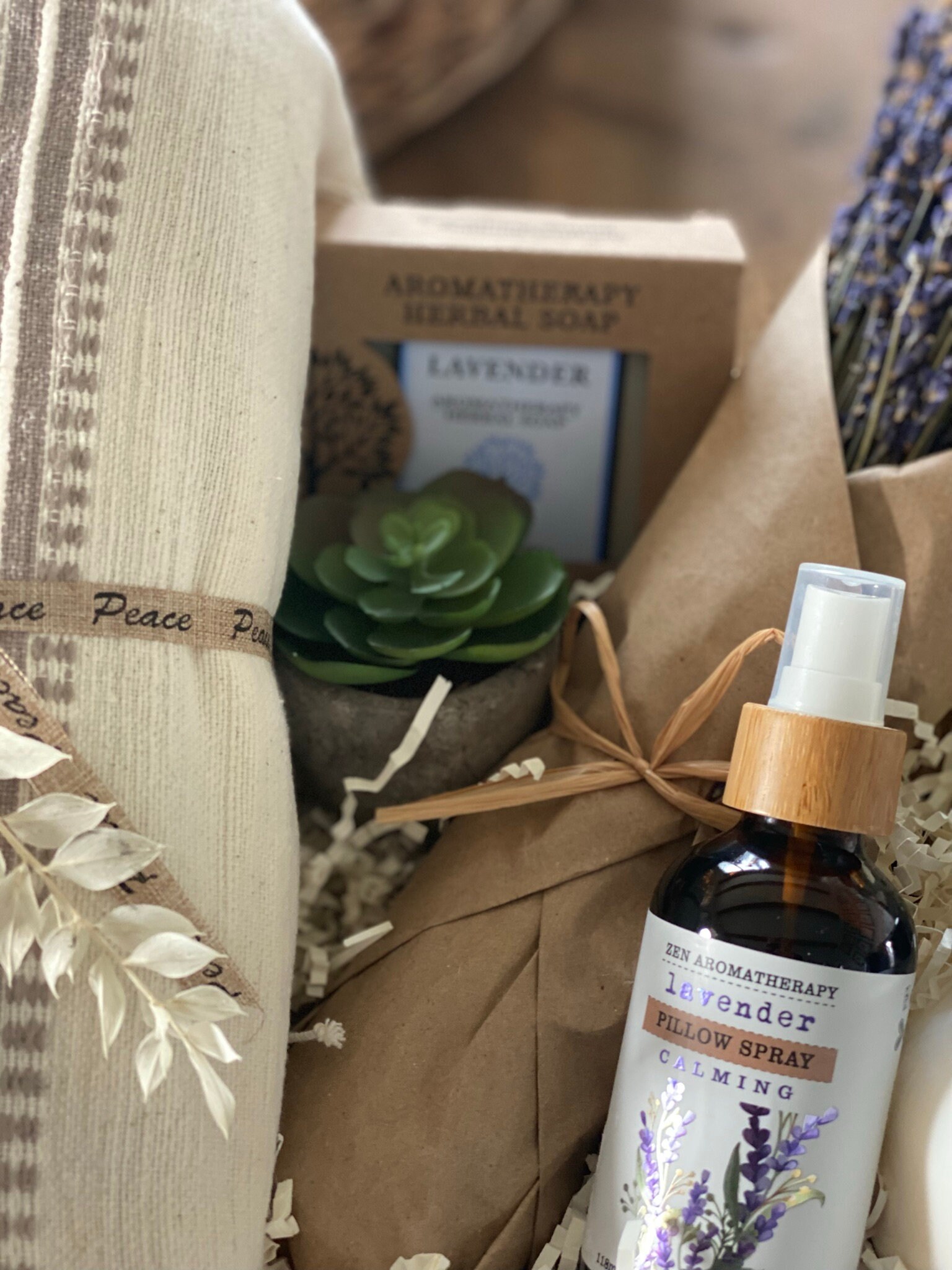 Lavender Spa Gift Basket: Soy Candle, Blanket & Provence Lavender - Etsy