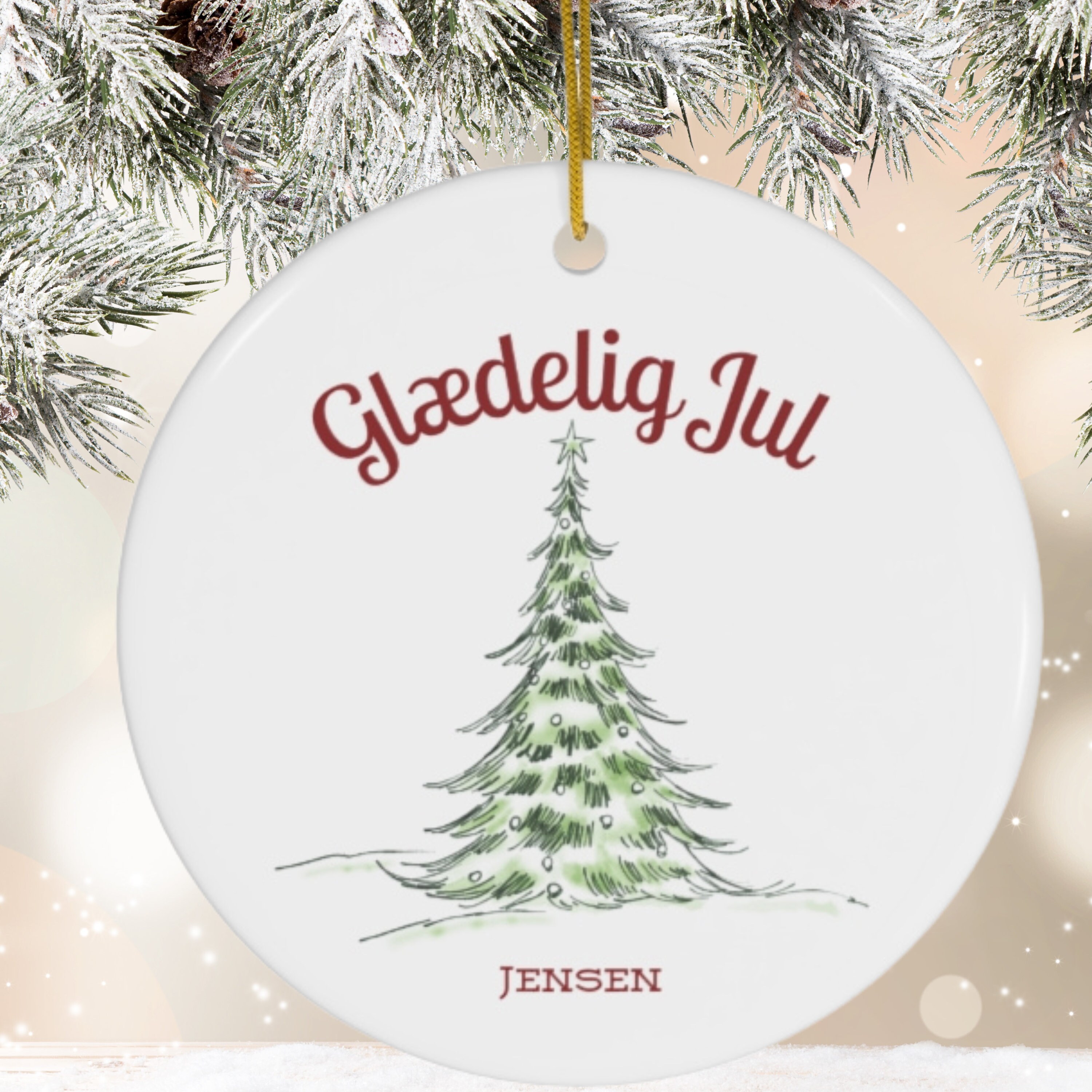 Personalized Glædelig Jul Christmas Ornament | Keepsake Ornament ...