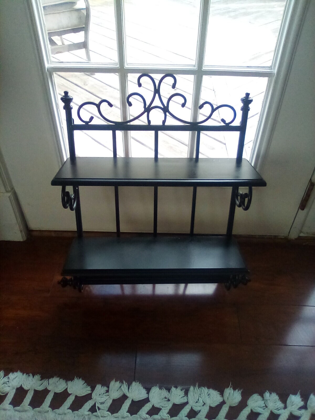 Wall Shelf Satin Black With Black Metal Scroll Trim and 2 - Etsy