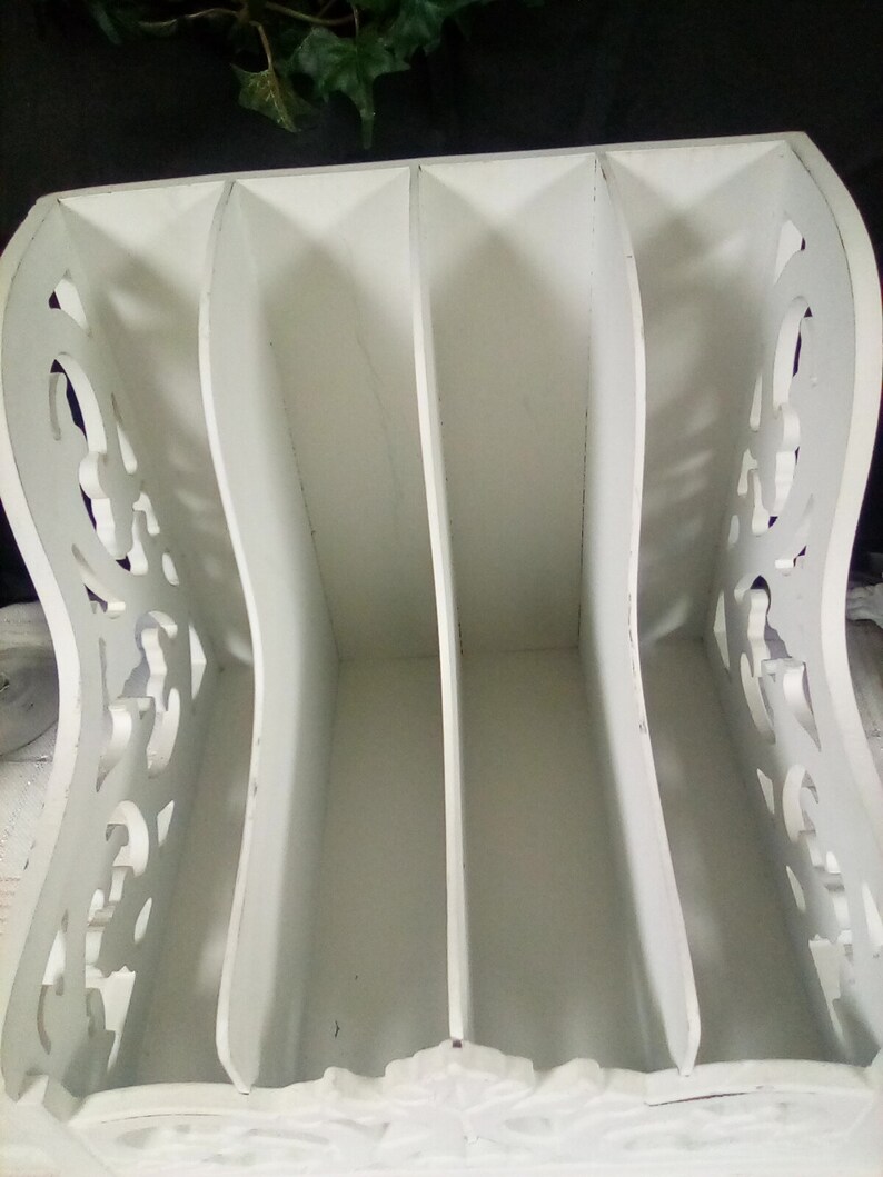 File Holder, Wood, Painted White, Shabby Chic - Etsy