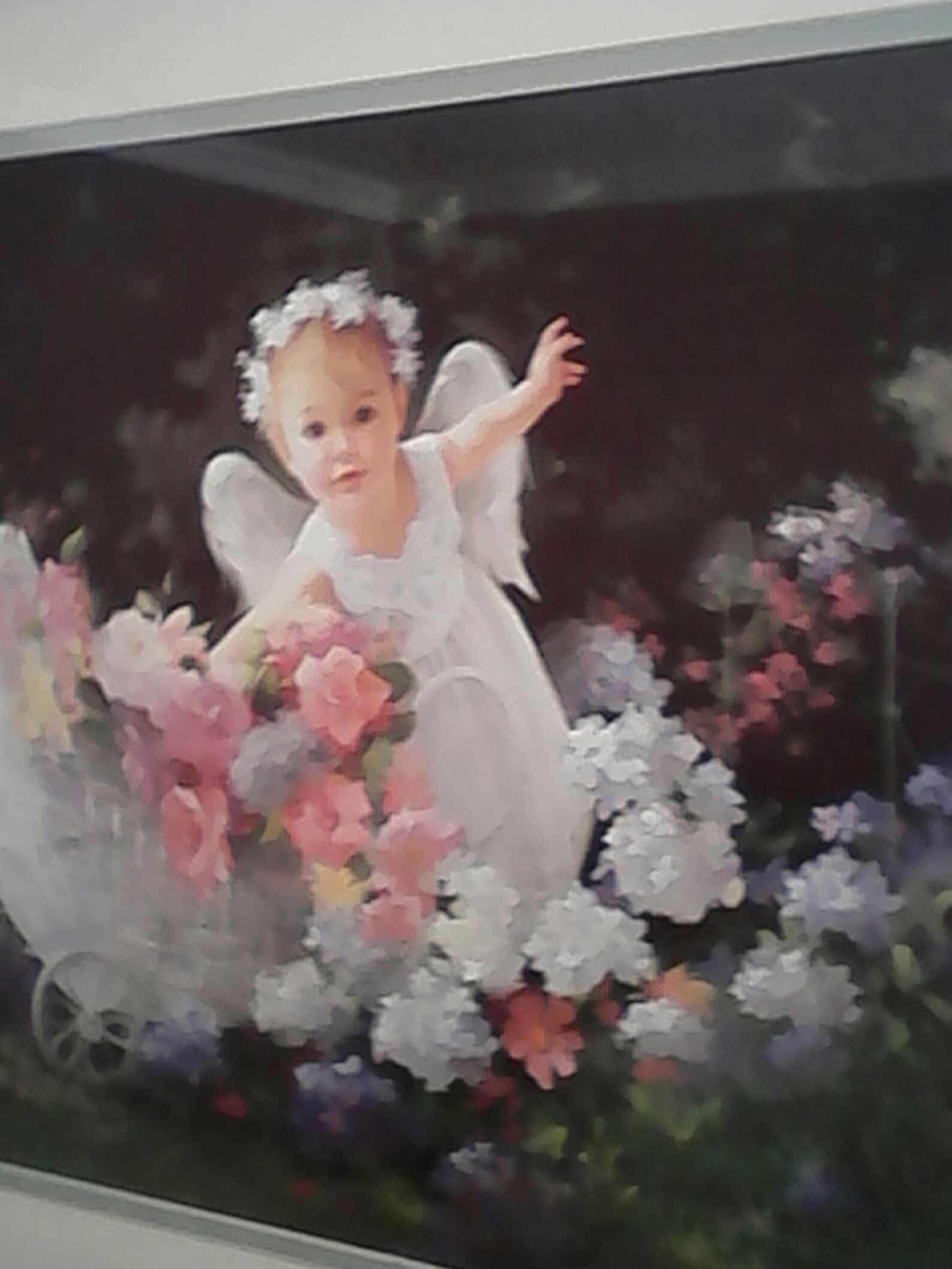 Cute Garden Angels Picture With Hydrangeas and Roses in a - Etsy