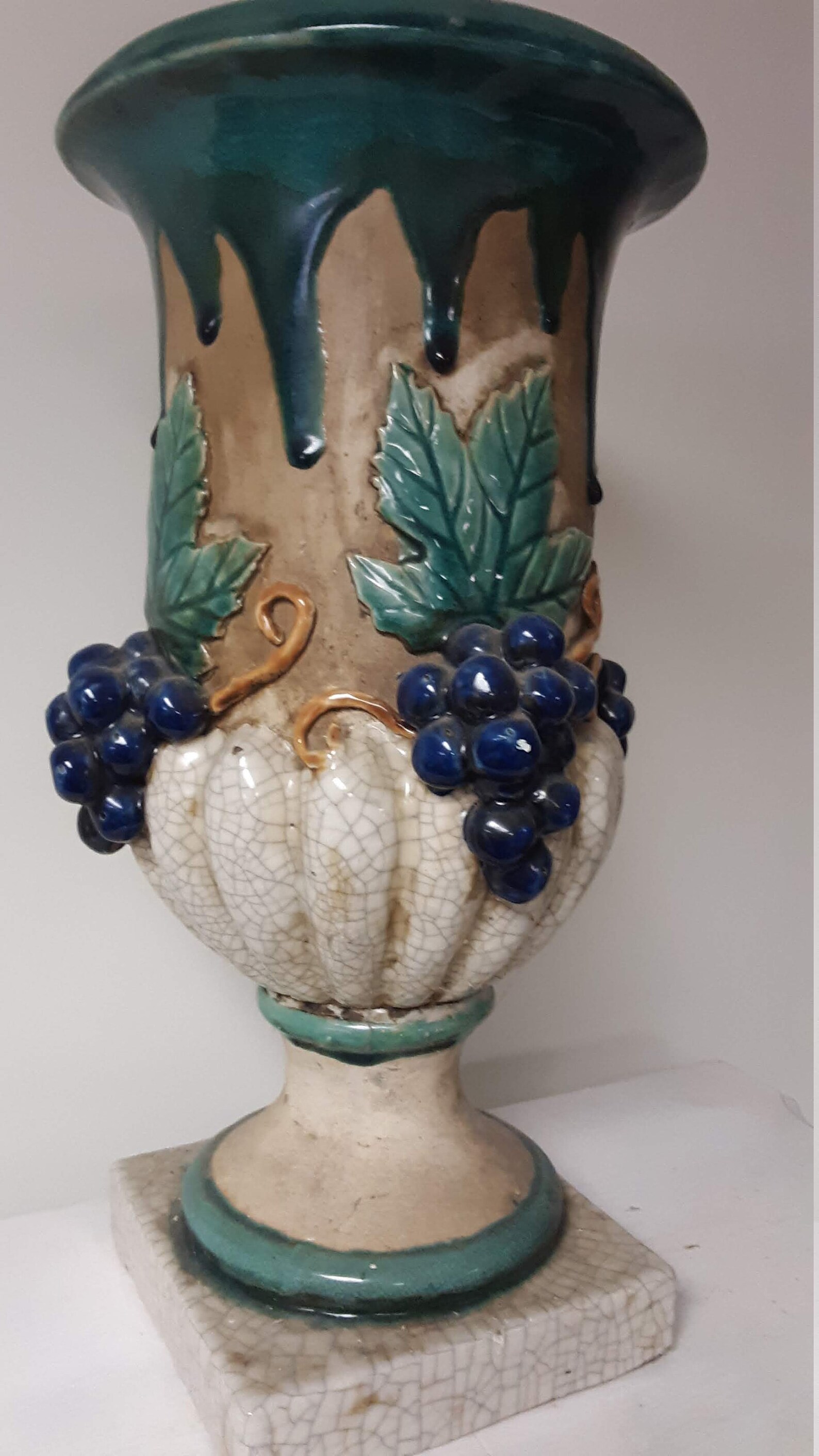 Large Ceramic Urn With Dimensional Fruit and Leaves With a - Etsy