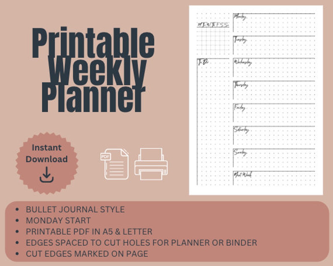 Undated Weekly Planner Printable - Etsy