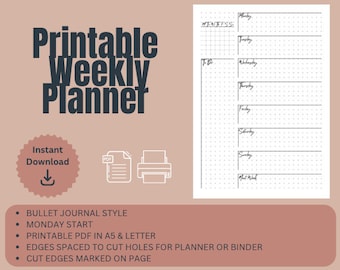 Weekly Planner Printable Week at Glance Undated Weekly Planner Weekly ...