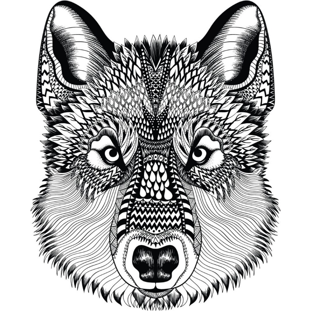 24" X 24" Large Coloring Poster - Wolf I - Etsy