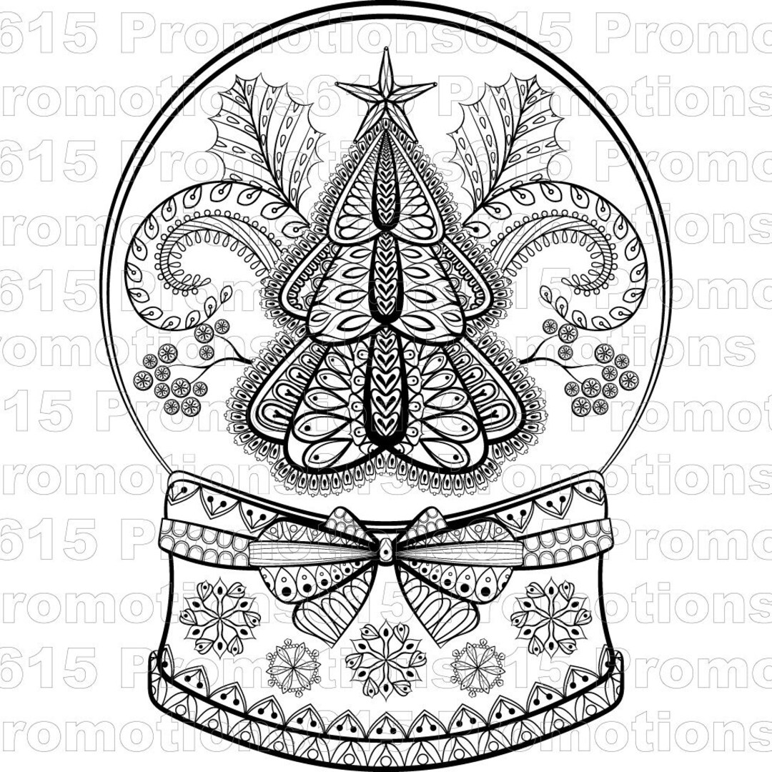 24 X 24 Large Coloring Poster Snow Globe Christmas Tree - Etsy