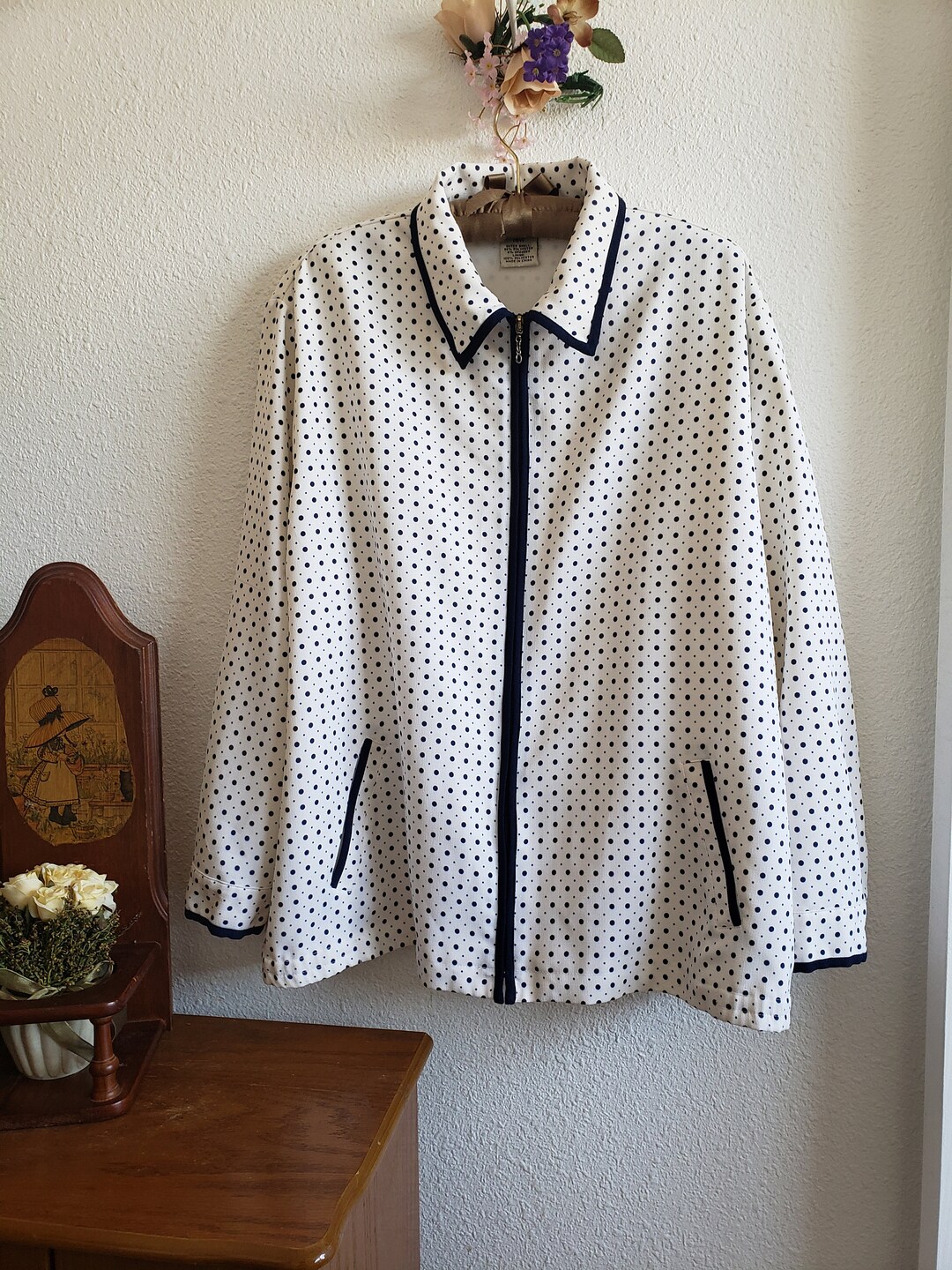 Allison Daley Women Metall Zipper Blazer Jacket Cardigan Polka Dot Size ...