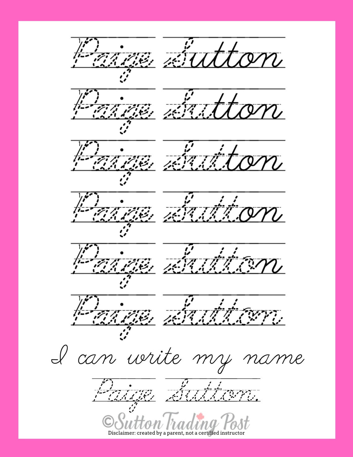 Mi nombre completo es CURSIVE CURSIVE hoja de | Etsy