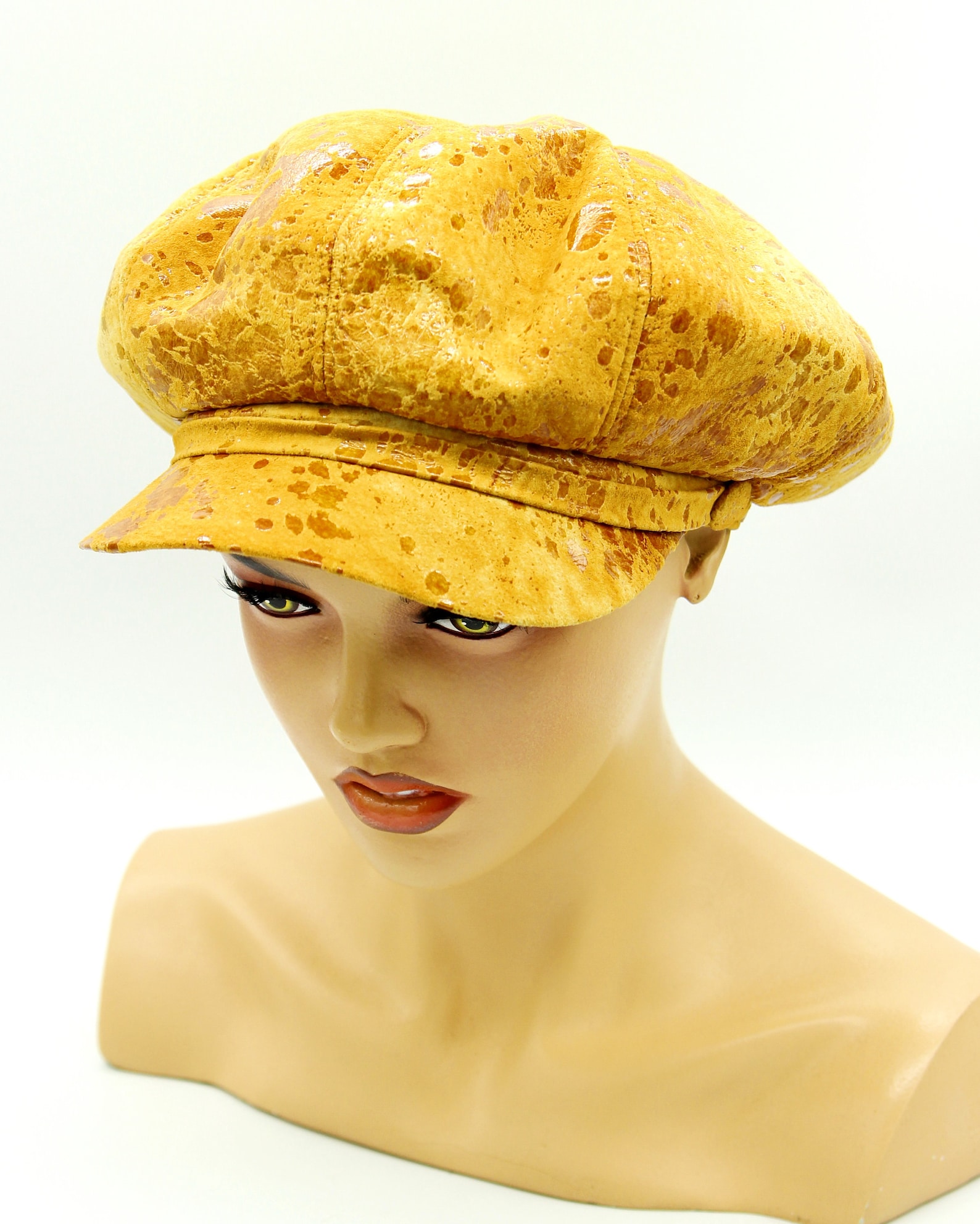 Women's Leather Cap Newsboy Baker Boy Hat - Etsy