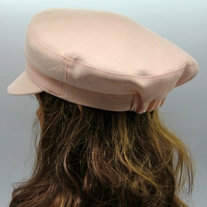 Linen Women's Breton Cap Summer Newsboy Cotton Hat Baker Boy Peach ...