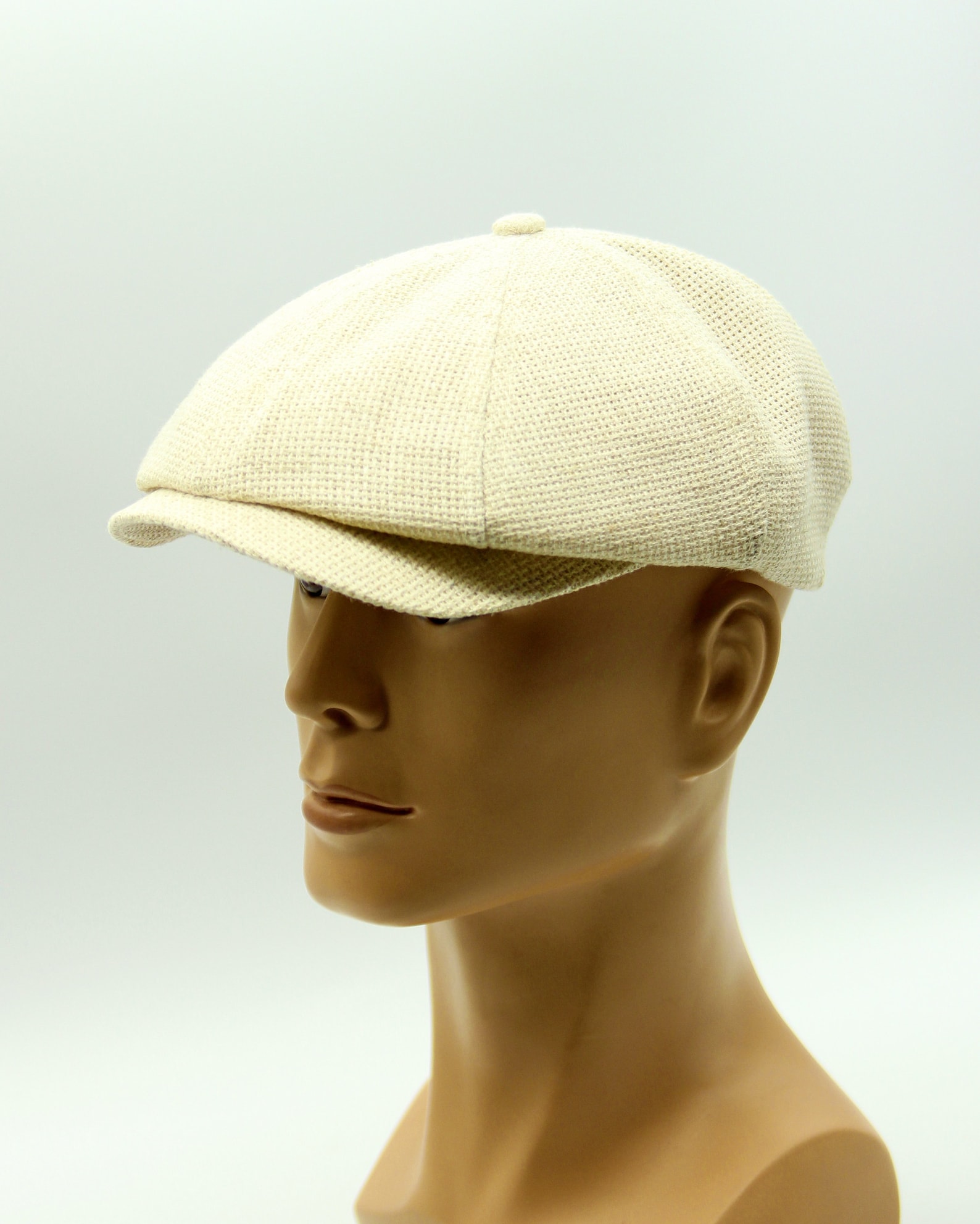 Summer Cap Linen Men's Newsboy Hat Beige. - Etsy