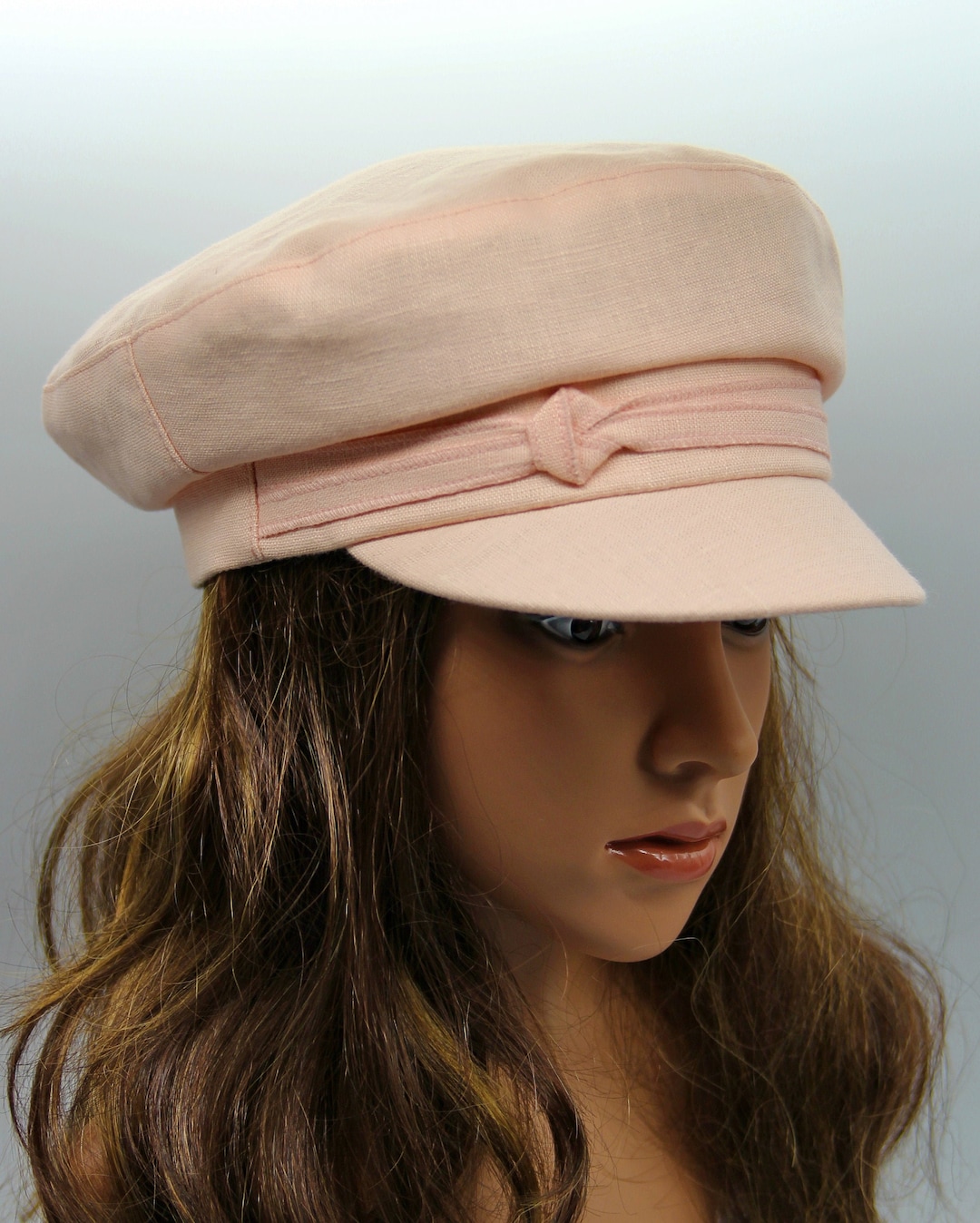 Linen Women's Breton Cap Summer Newsboy Cotton Hat Baker Boy Peach ...