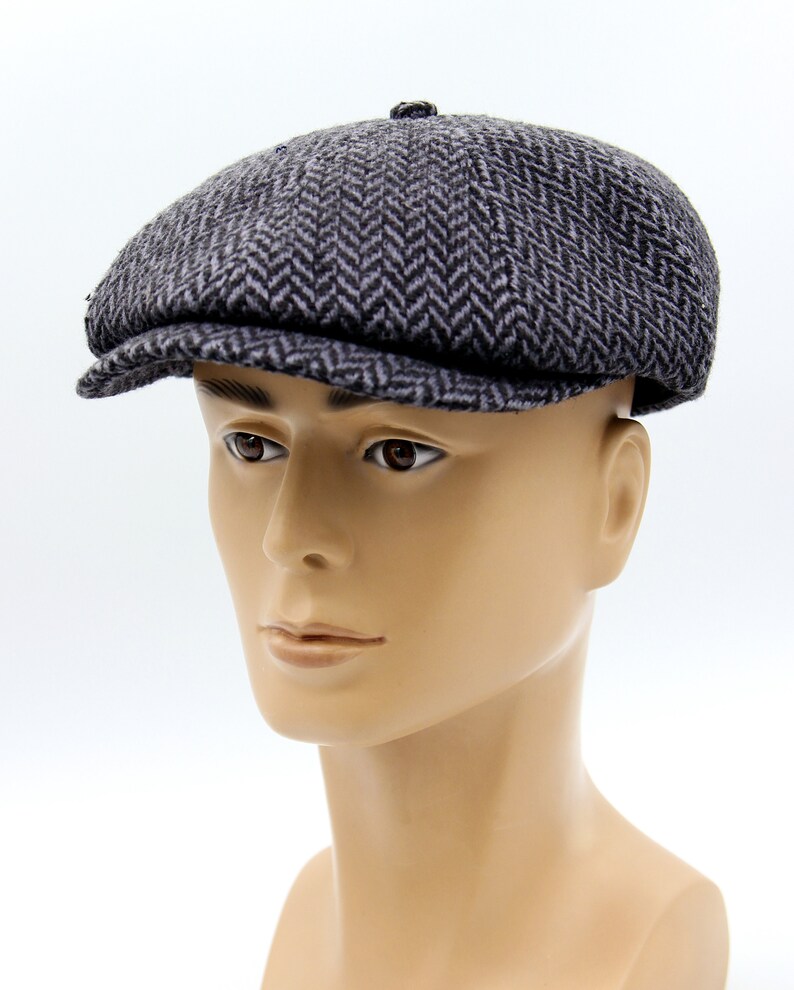 Grey Baker Boy Cap Newsboy Hat Men's Slouchy 8 Panel. | Etsy