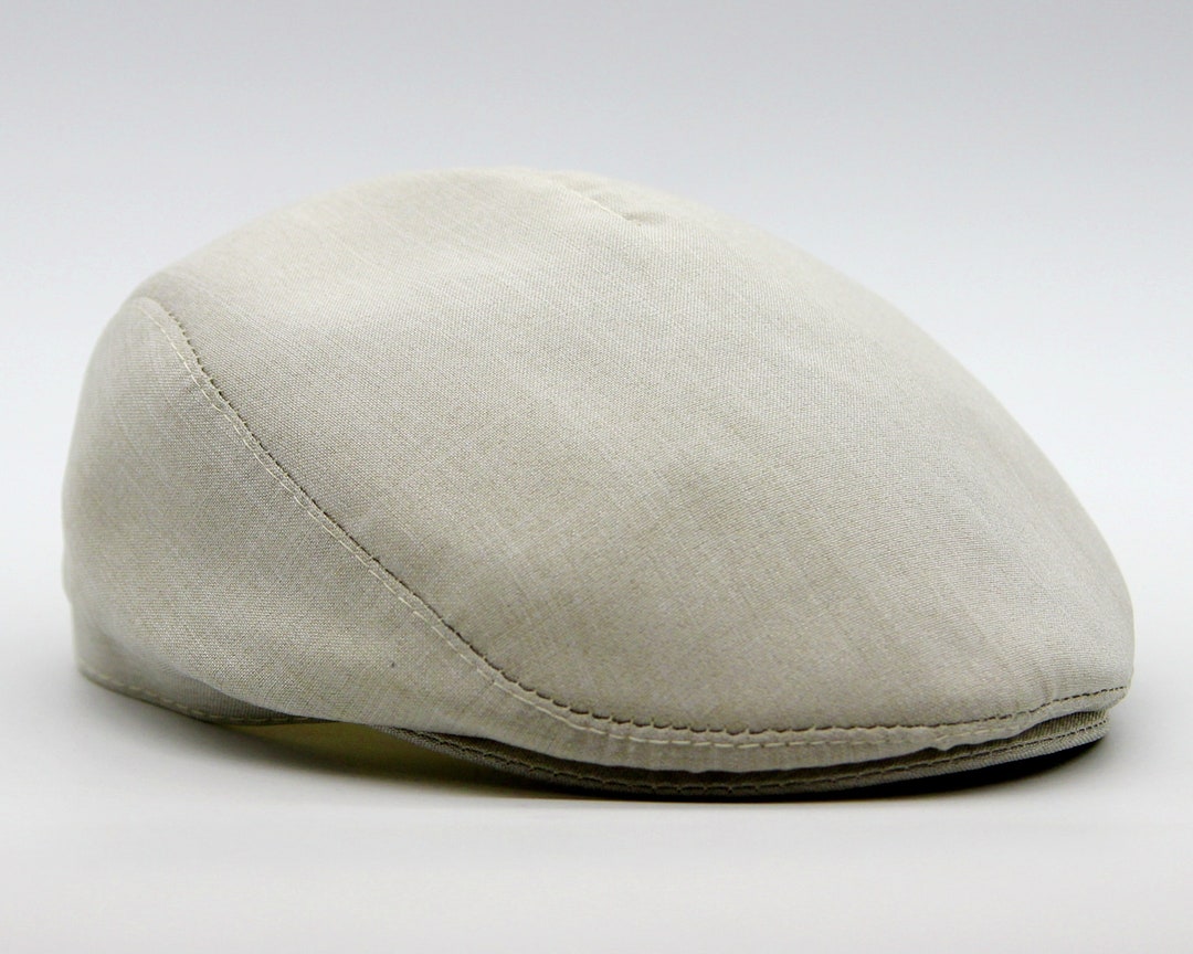 Men's Linen Flat Cap: Beige Summer Newsboy Hat - Etsy