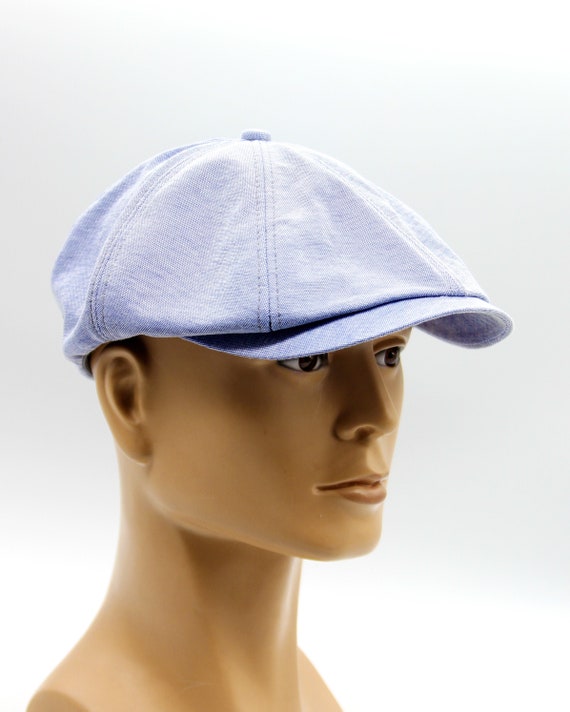 Blue Newsboy Hat Summer Men's Cotton Cap Trendy - Etsy