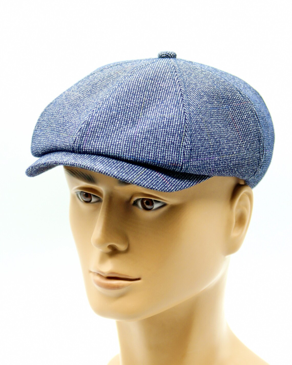Men's Newsboy Hat Baker Boy Cap Tweed Wool Blue - Etsy