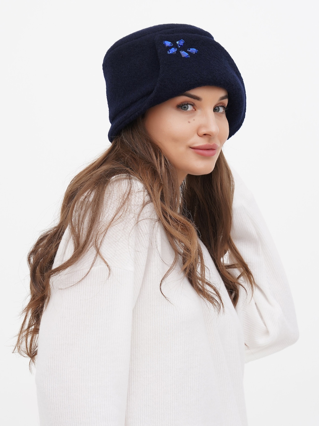 Blue 'elizabeth' Wool Cloche Hat - Women's Vintage Flapper Style, 1920s ...