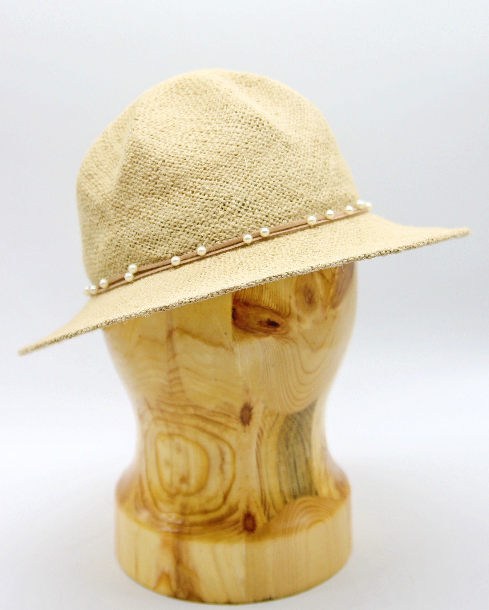 Straw Linen Hat for Women With Fields and Decorated With Beads - Etsy