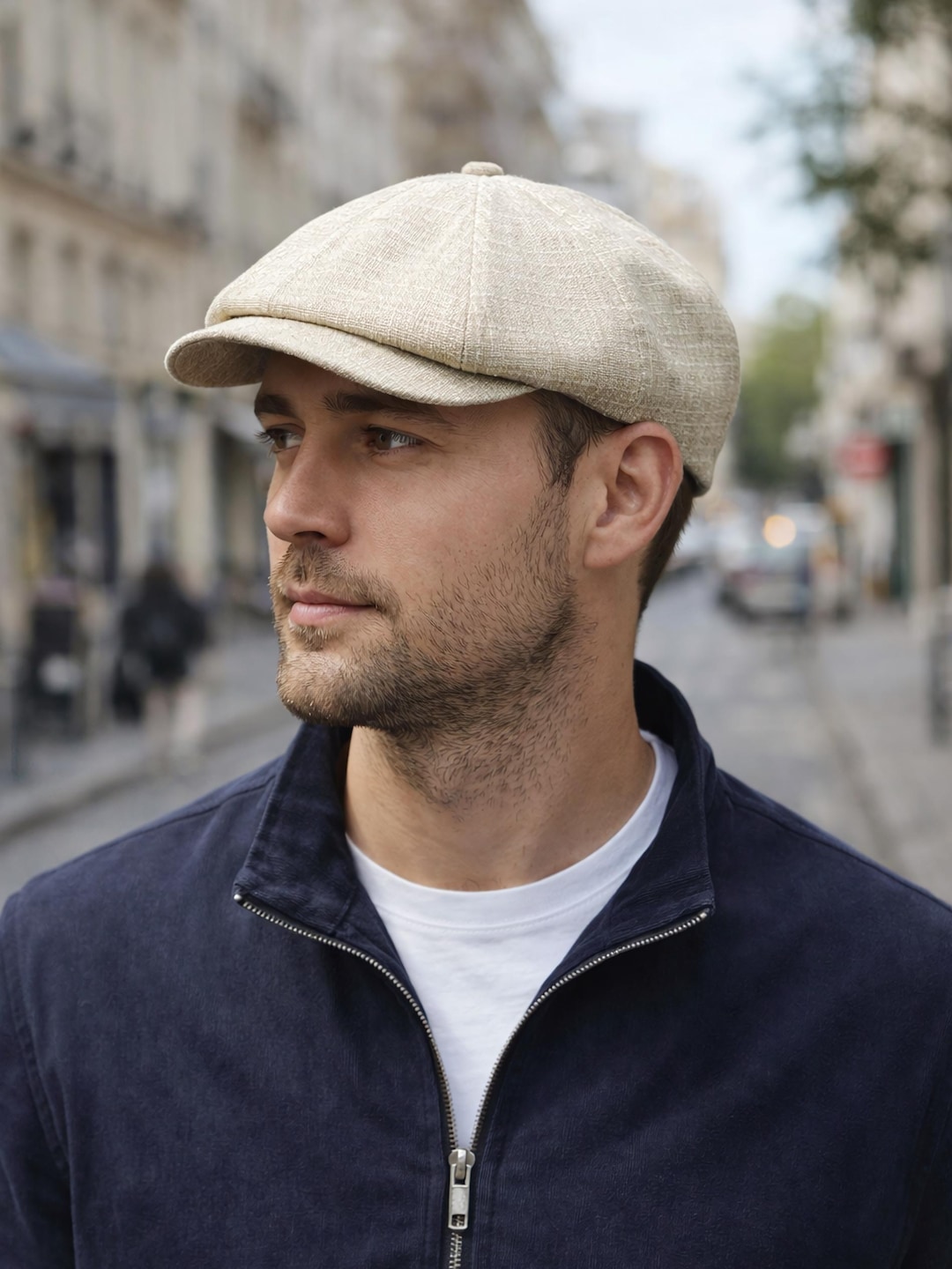 Beige Linen Newsboy Cap for Men Lightweight Summer Baker Boy Hat ...