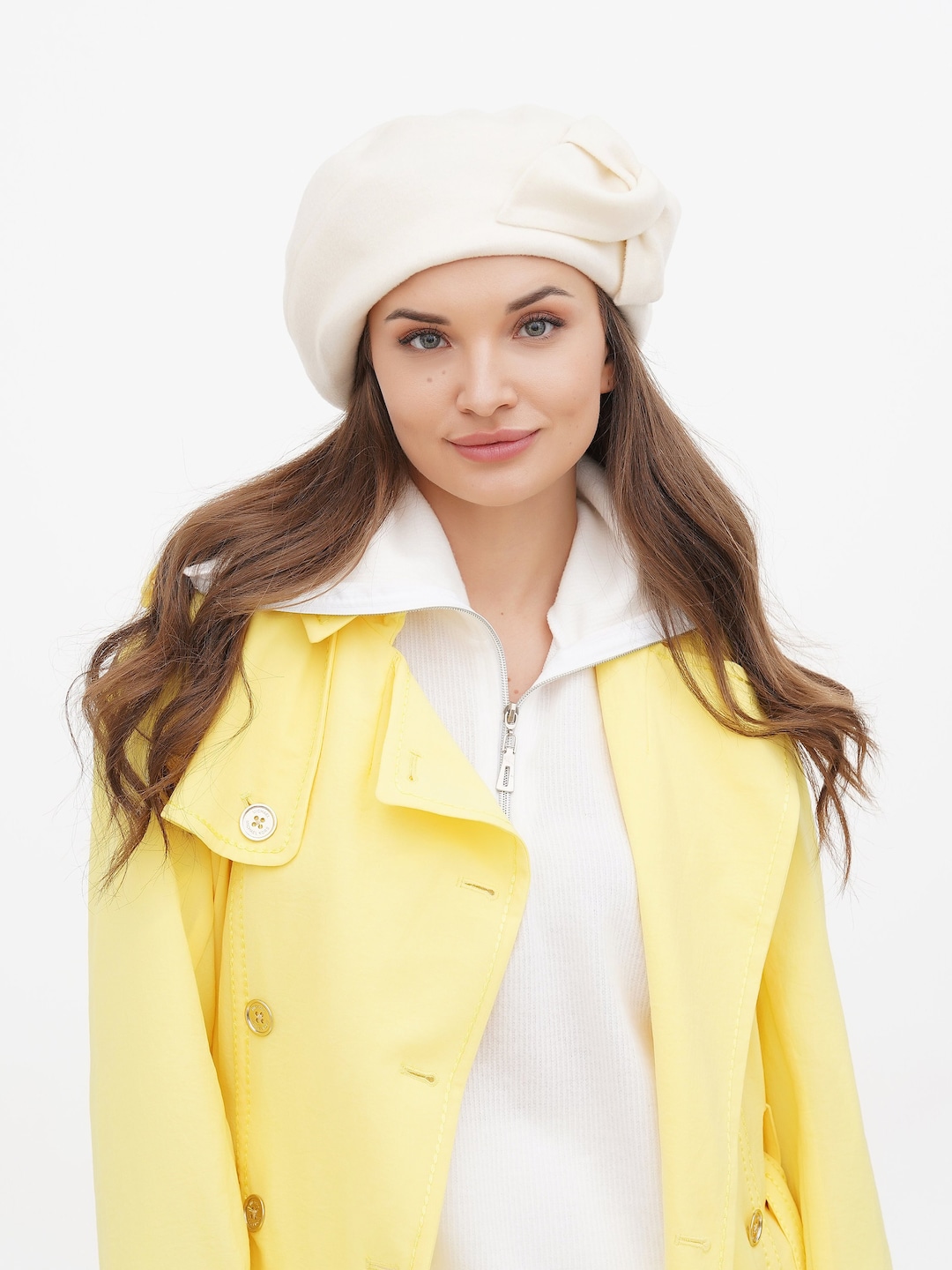 Handmade Wool Beret: French Style Cream Winter Hat With Flower - Etsy