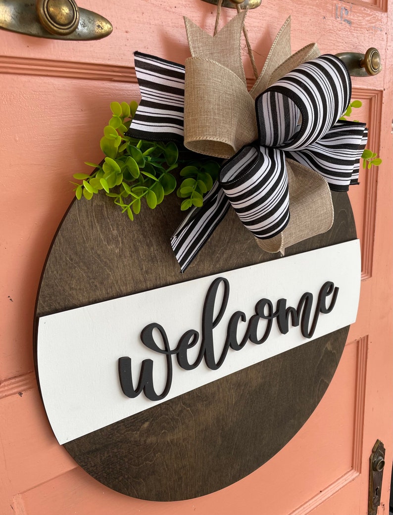 Farmhouse Welcome Stained Door Hanger Everyday Door Hanger | Etsy