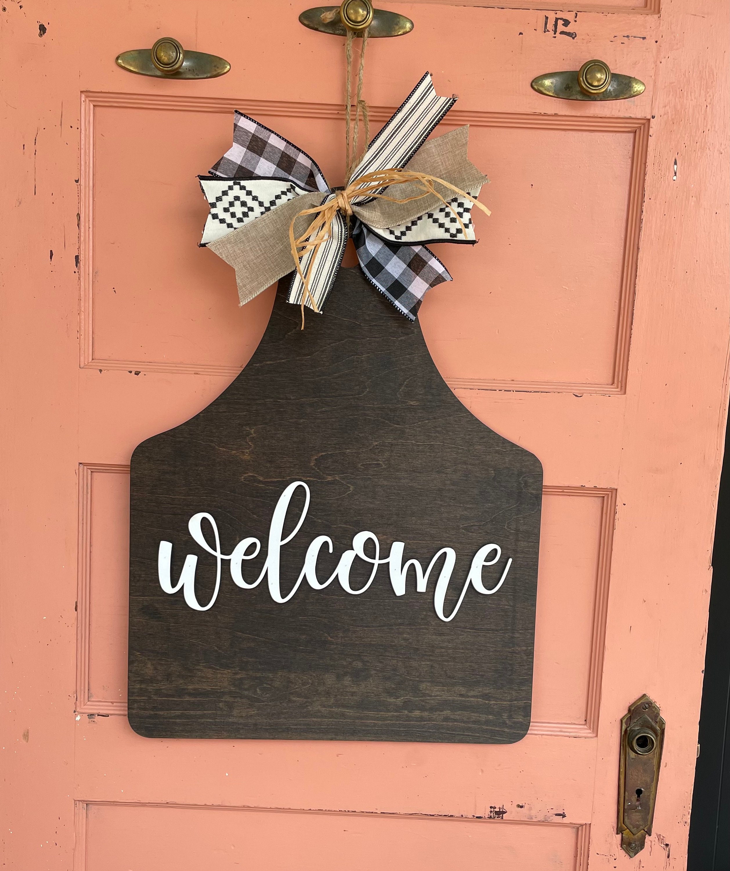 Farmhouse Cattle Tag Door Hanger Welcome Cattle Tag Sign | Etsy