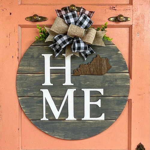 Home State Farmhouse Shiplap Style Door Hanger | Etsy