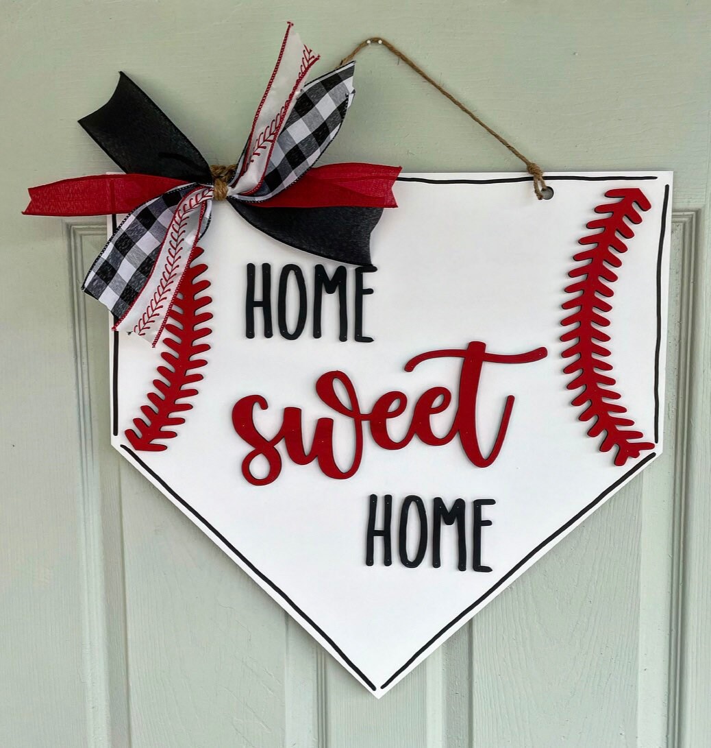 Baseball Home Sweet Home Door Hanger Baseball Wreath - Etsy