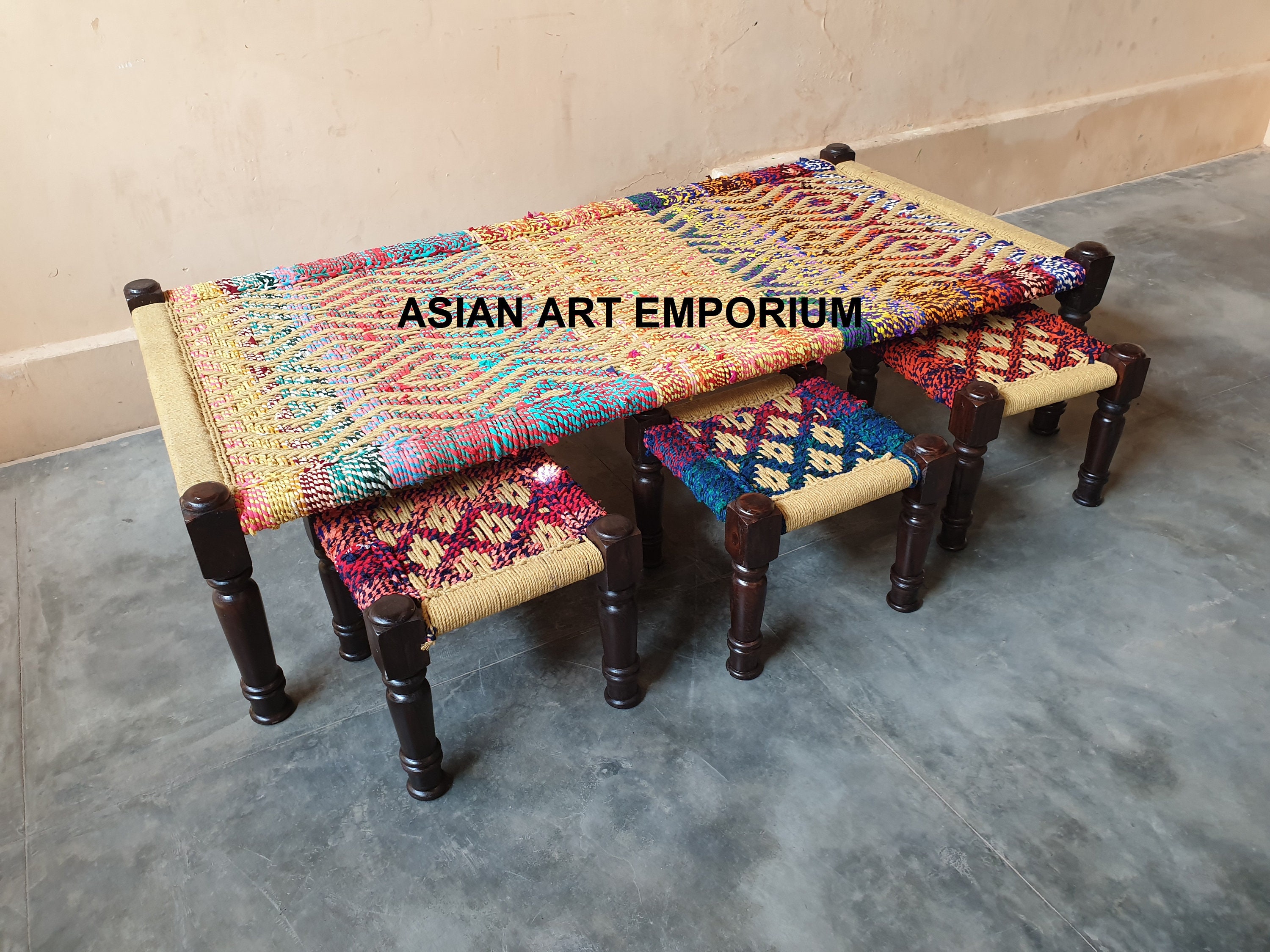 Charpai Solid Wood Rajasthani Charpai Bench Khat/ Manji | Etsy India