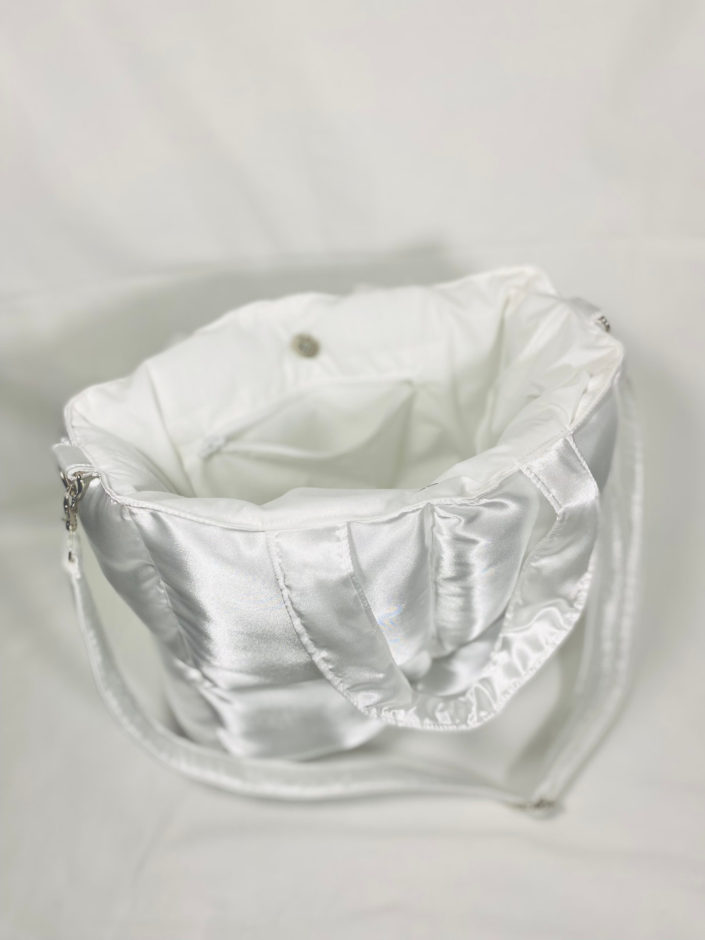 Snow White Puff Tote Puffer Tote Tote Bag With Pocket Satin - Etsy