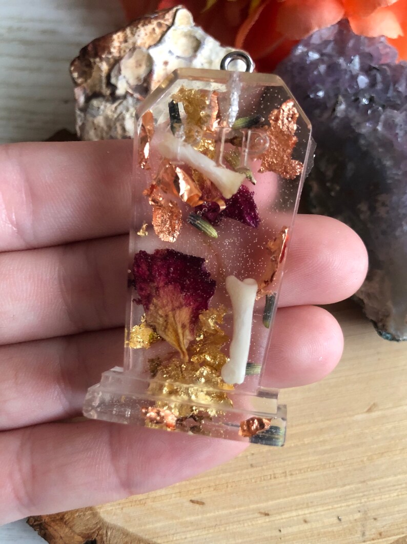 Botanical Bones Resin Headstone Pendant / Resin Pendant - Etsy